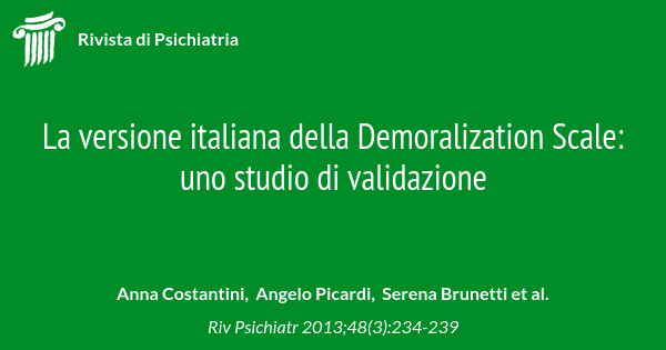 La versione italiana della Demoralization Scale: uno studio di ...