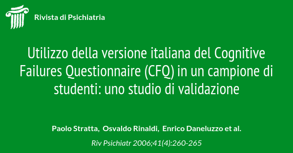 Utilizzo della versione italiana del Cognitive Failures Questionnaire ...