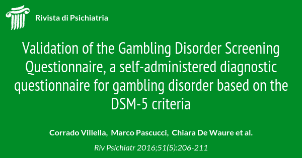 Validation of the Gambling Disorder Screening Questionnaire, a self ...