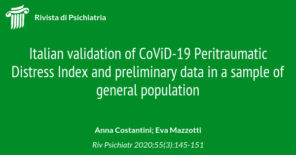 Italian validation of CoViD-19 Peritraumatic Distress Index and ...