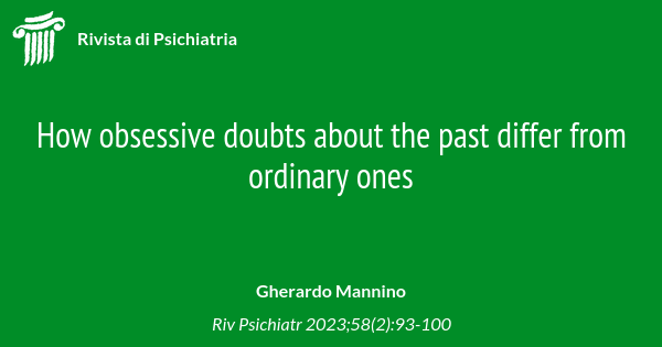 How obsessive doubts about the past differ from ordinary ones | Rivista ...